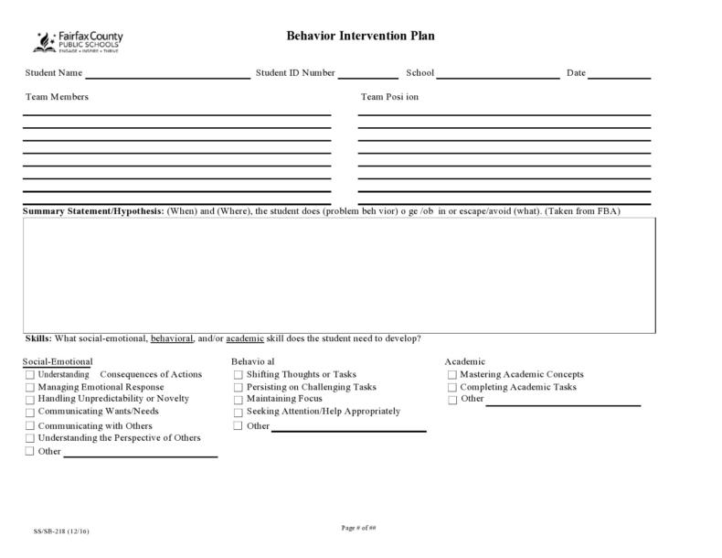 47 Useful Behavior Plan Templates (BIP Examples) ᐅ TemplateLab