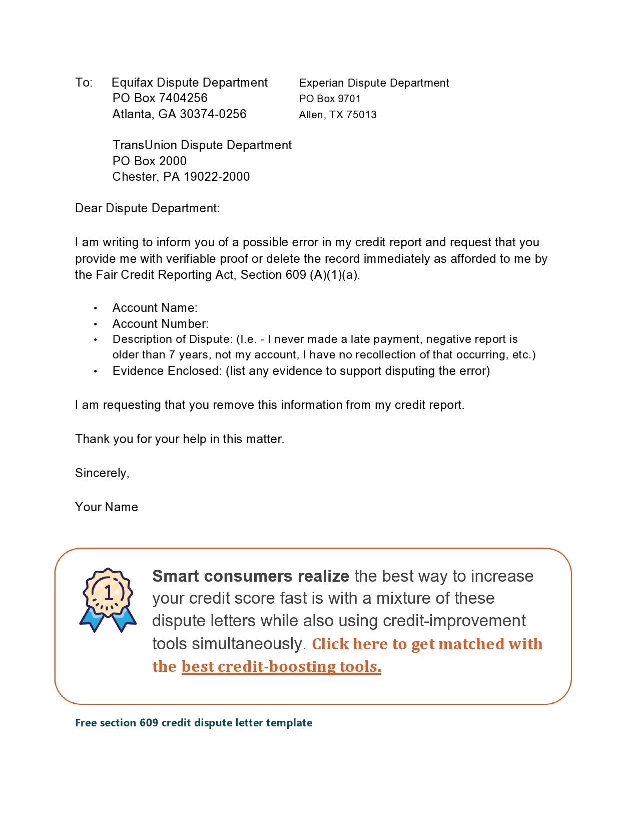 Credit Dispute Letter Template – PARAHYENA Credit Dispute Letter Template – PARAHYENA