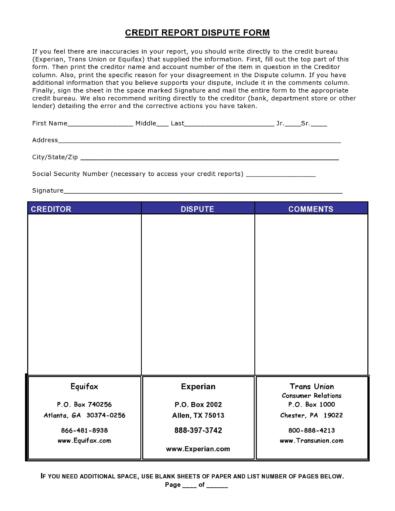 50 Best Credit Dispute Letters Templates [Free] ᐅ TemplateLab