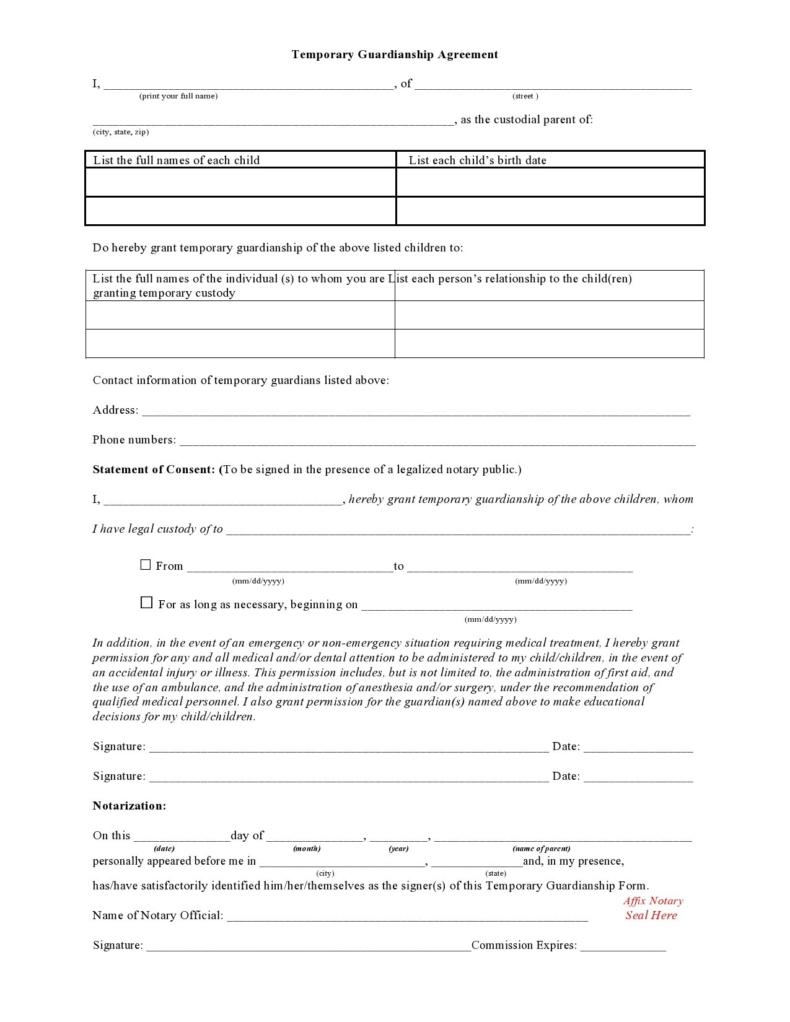 50 Free Guardianship Forms [Temporary / Permanent] ᐅ TemplateLab