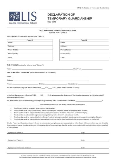50 Free Guardianship Forms [Temporary / Permanent] ᐅ TemplateLab