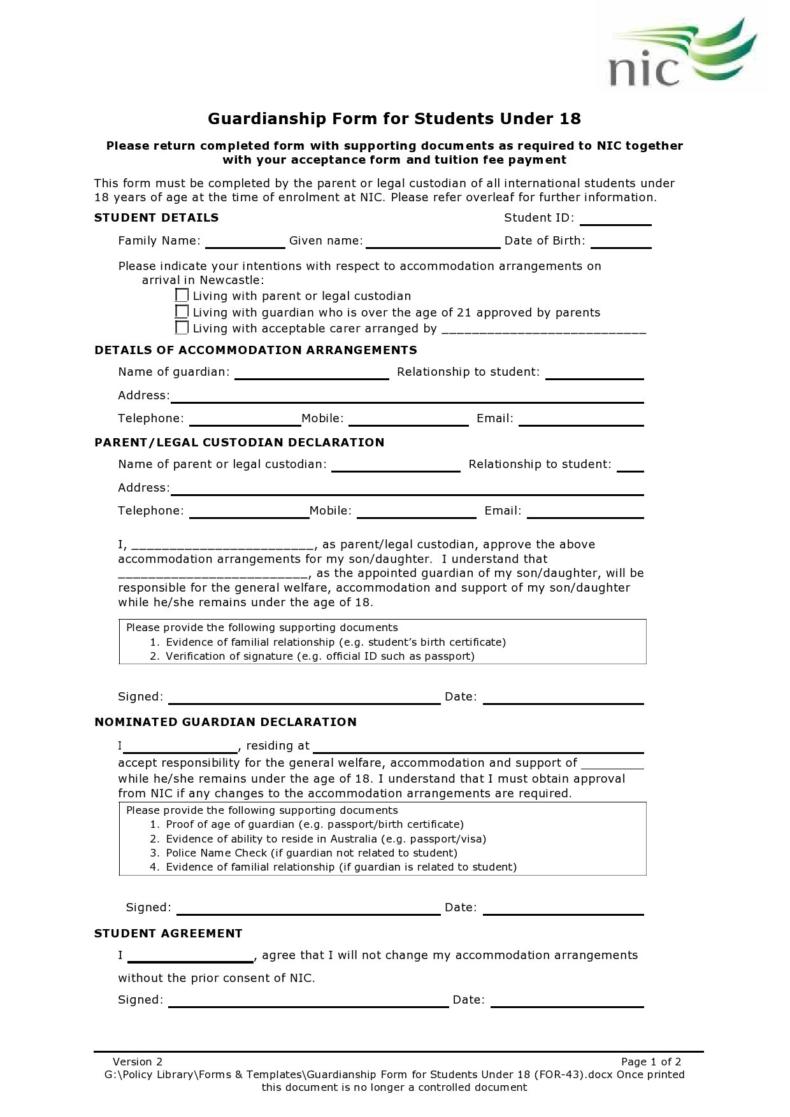 50 Free Guardianship Forms [Temporary / Permanent] ᐅ TemplateLab