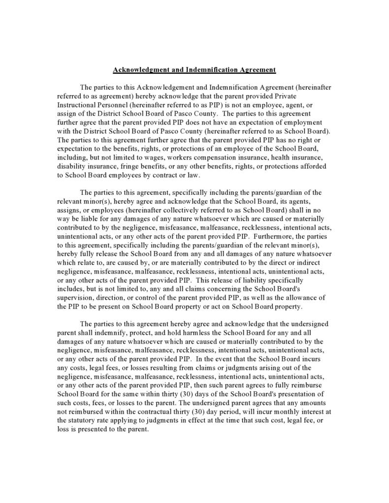 41 Free Indemnification Agreements (Word) ᐅ TemplateLab