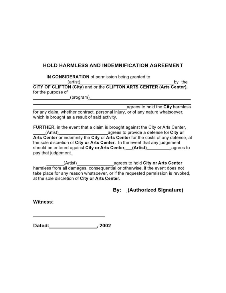 41 Free Indemnification Agreements (Word) ᐅ TemplateLab