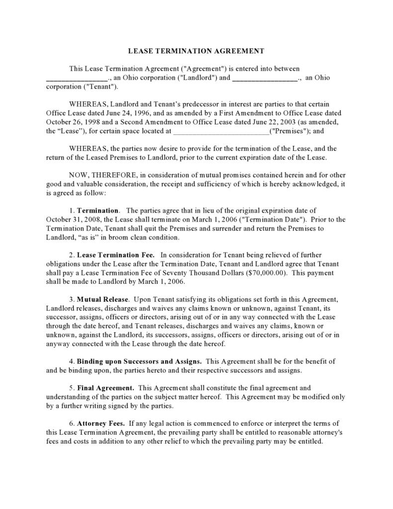 47 Early Lease Termination Letters & Agreements ᐅ TemplateLab