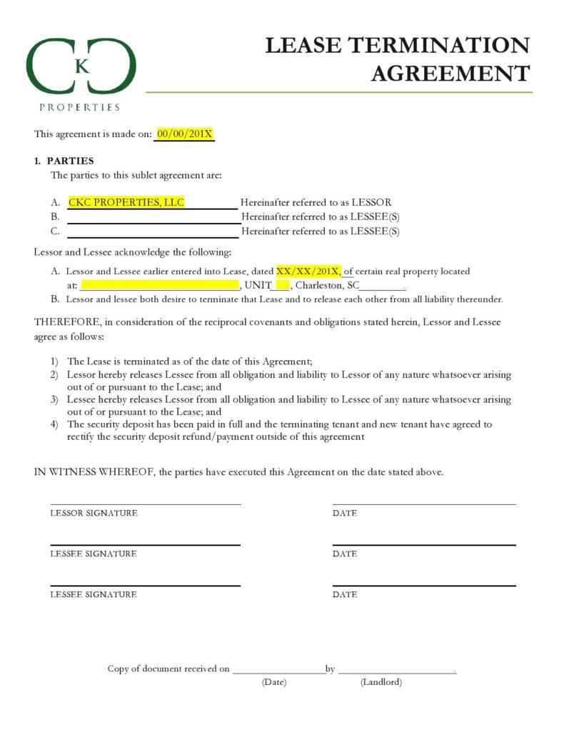47 Early Lease Termination Letters & Agreements ᐅ TemplateLab