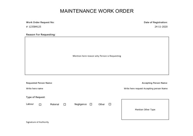 54 Maintenance Request Form Templates [Free] ᐅ TemplateLab