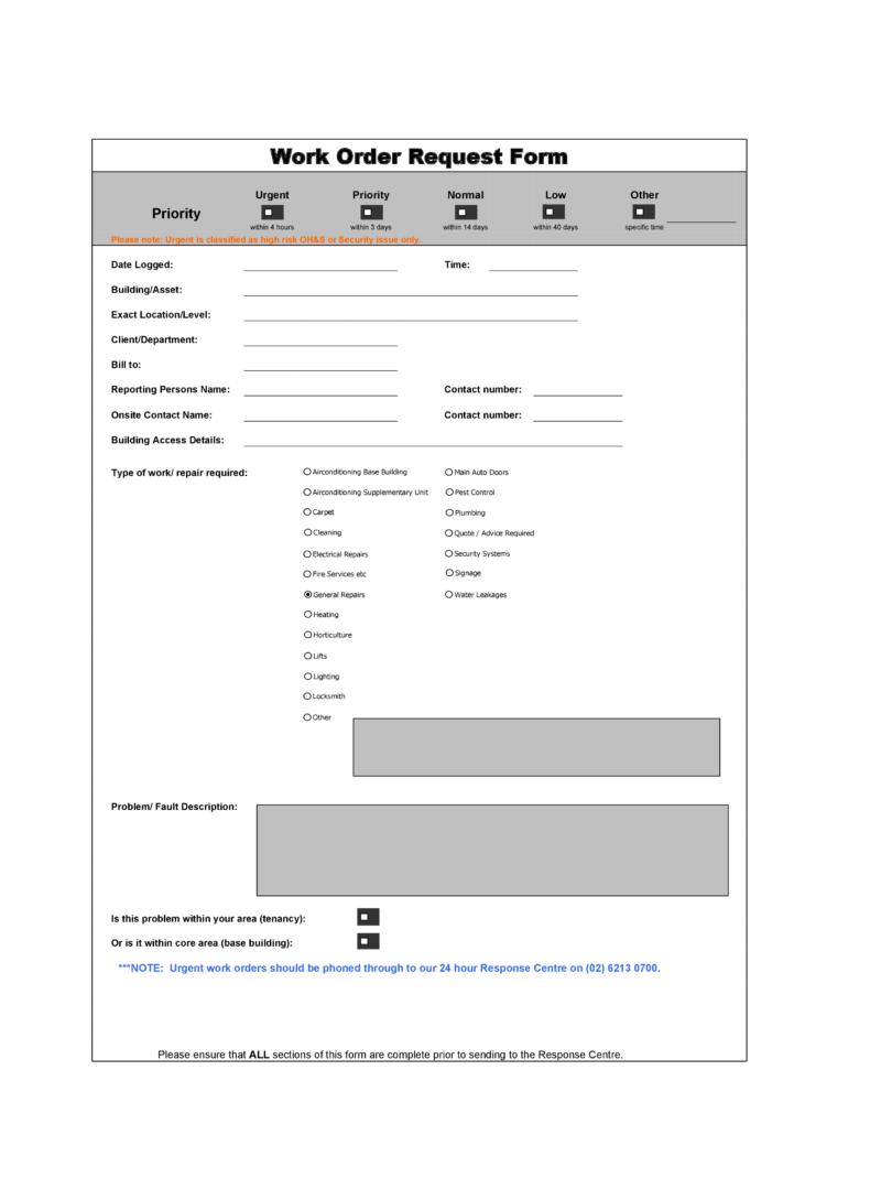 54 Maintenance Request Form Templates [Free] ᐅ TemplateLab
