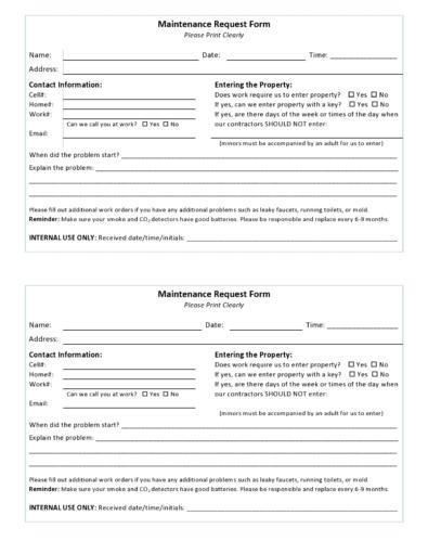 54 Maintenance Request Form Templates [Free] ᐅ TemplateLab