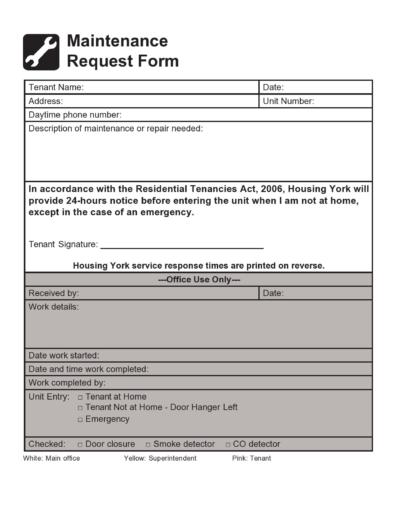 54 Maintenance Request Form Templates [Free] ᐅ TemplateLab
