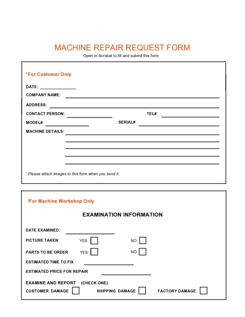 54 Maintenance Request Form Templates [Free] ᐅ TemplateLab