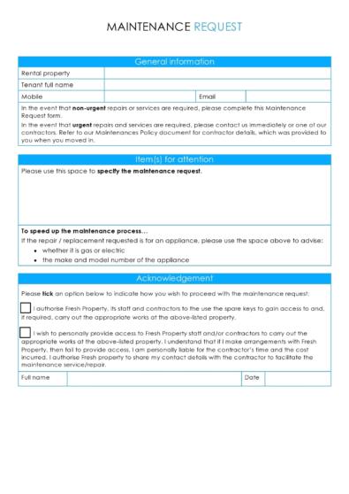 54 Maintenance Request Form Templates [Free] ᐅ TemplateLab