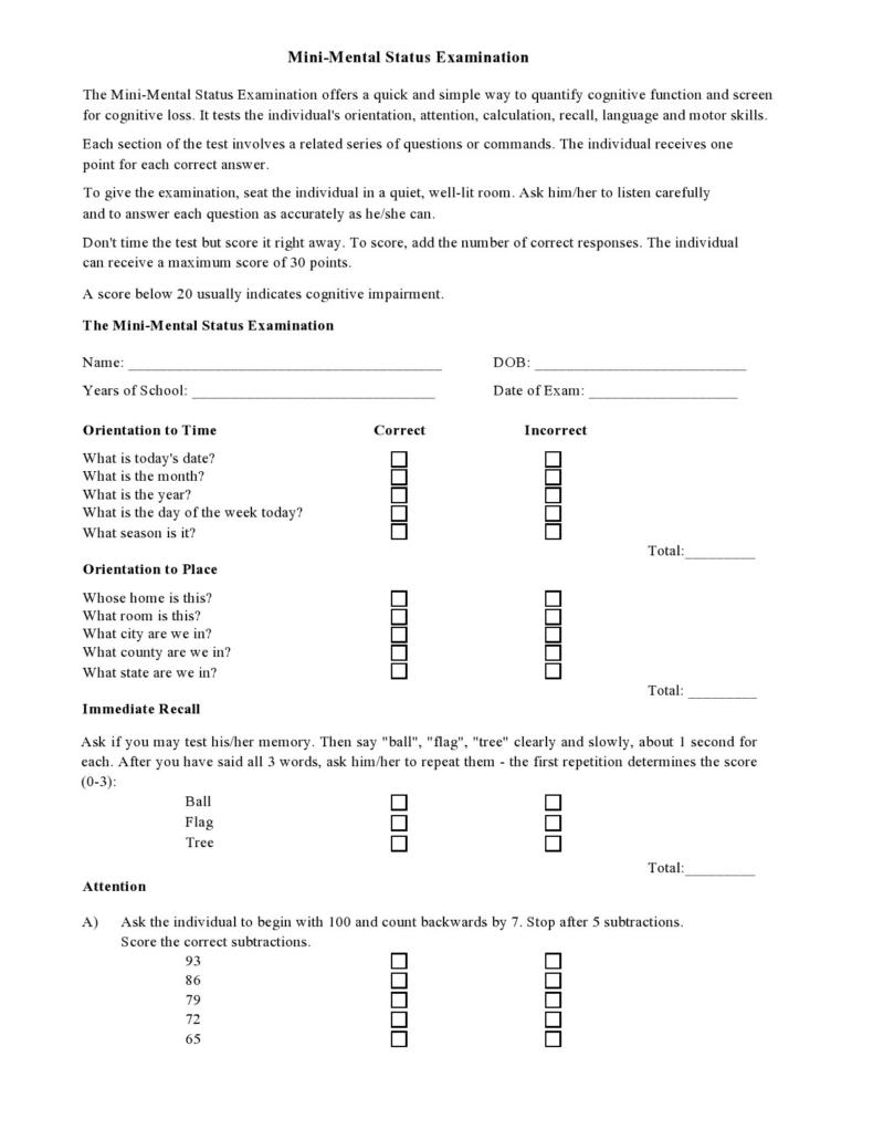 47 Free Mental Status Exam Templates (MSE Examples) ᐅ TemplateLab