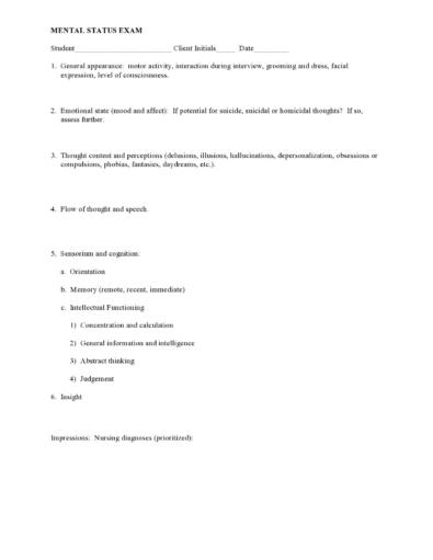 47 Free Mental Status Exam Templates (MSE Examples) ᐅ TemplateLab