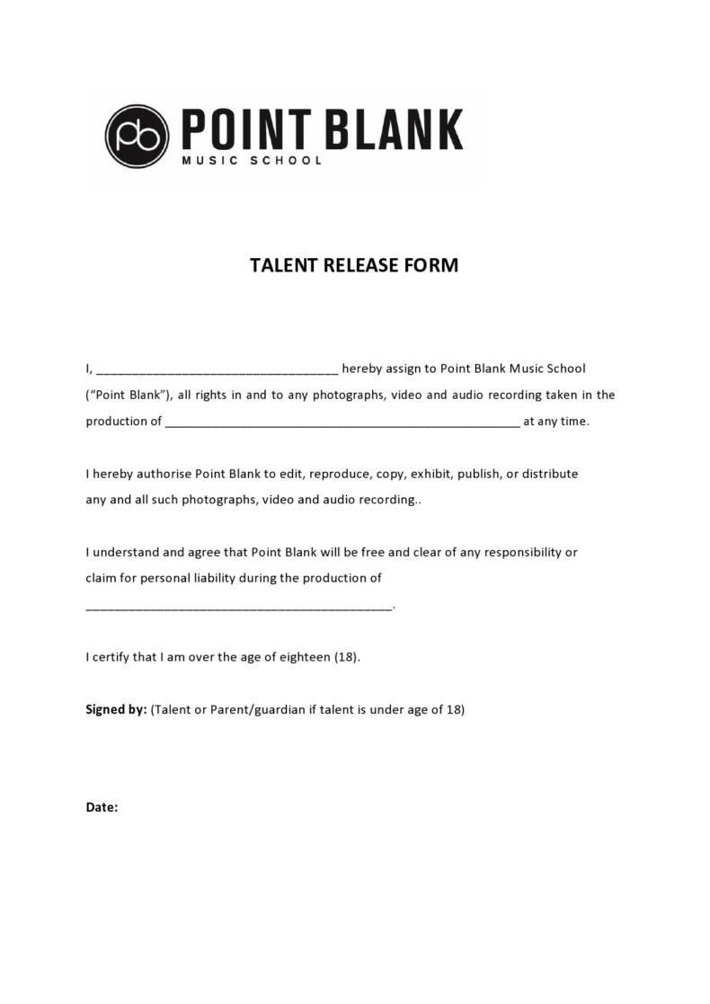48 Talent Release Form Templates [Photo / Video] ᐅ TemplateLab