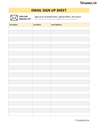 40 Sign Up Sheet / Sign In Sheet Templates (Word & Excel)