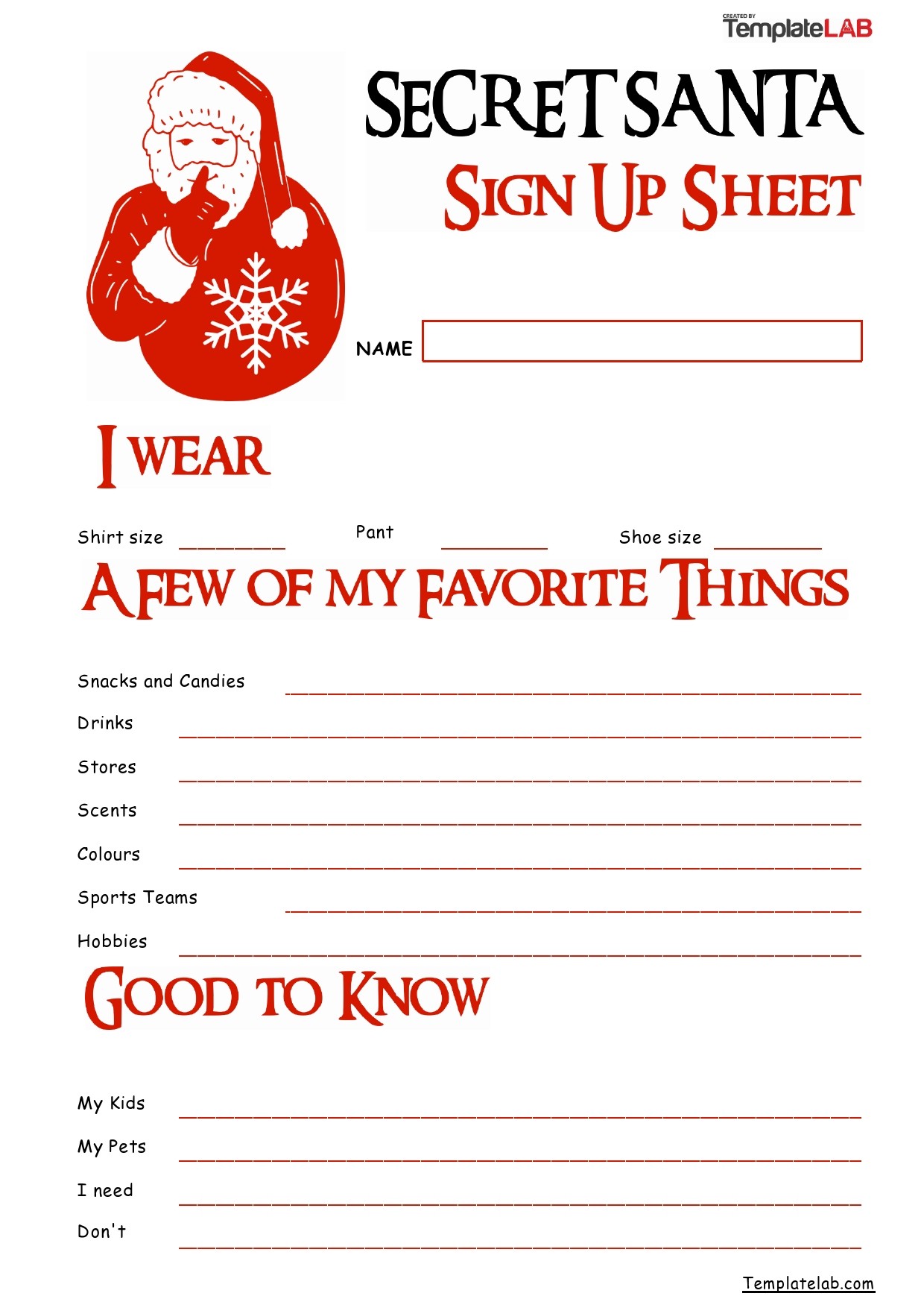 Free Printable Secret Santa Sign Up Sheet Printable Templates