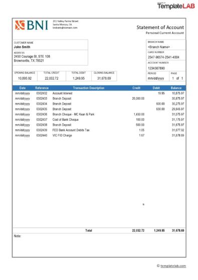 35 Editable Bank Statement Templates [FREE] ᐅ TemplateLab