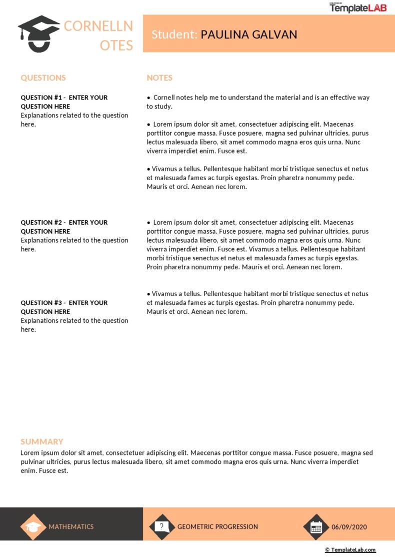 16 Printable Cornell Notes Templates [Word, Excel, PDF]