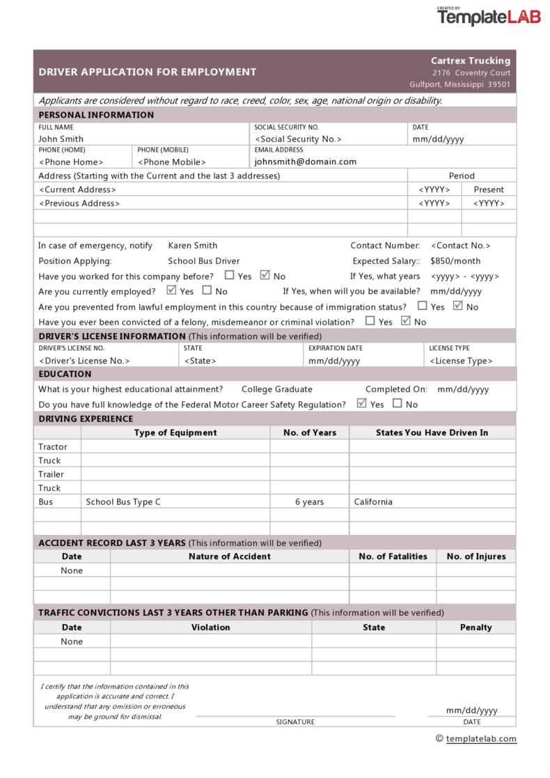 50 Free Employment / Job Application Form Templates [Printable] ᐅ ...