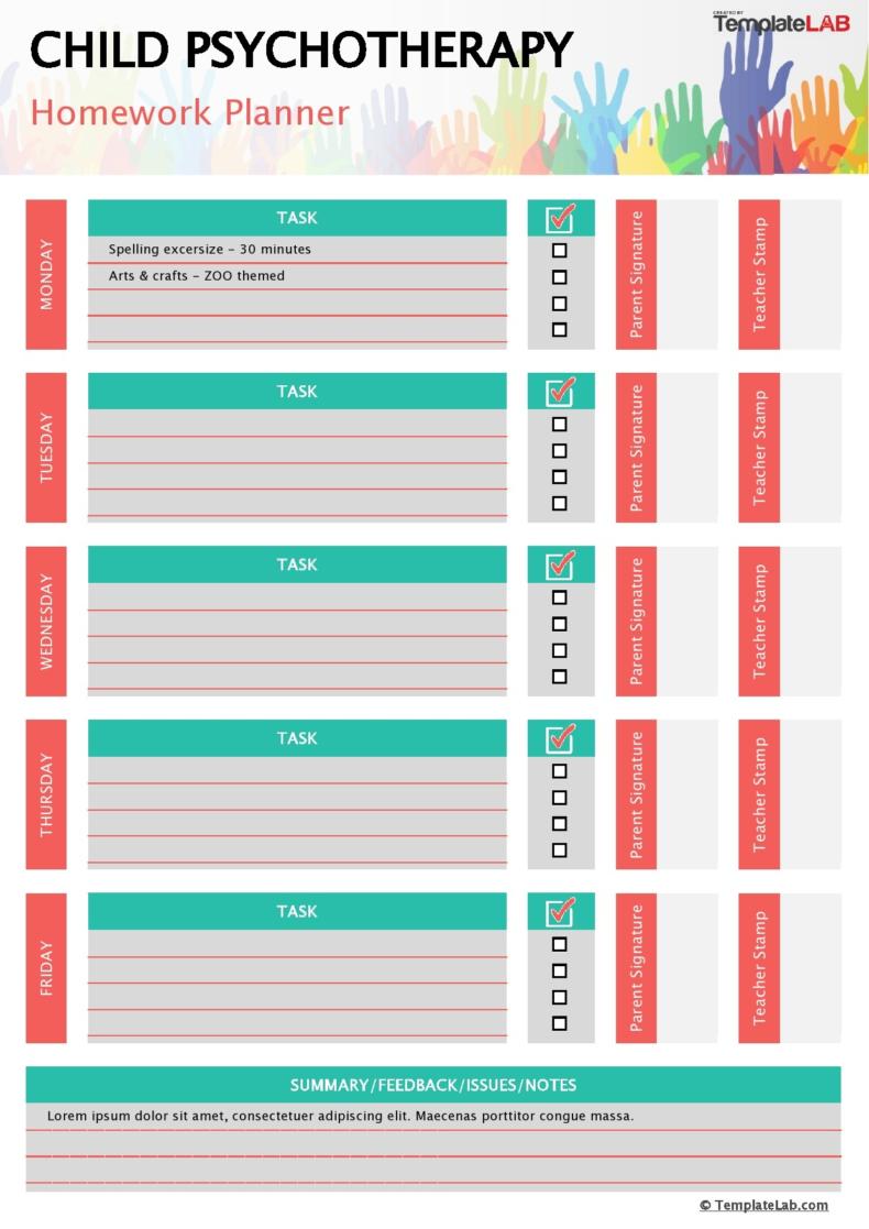 15 Printable Homework Planners (PDF, Word, Excel) ᐅ TemplateLab