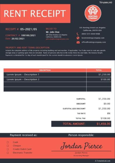 49 Printable Rent Receipts (Free Templates) ᐅ TemplateLab
