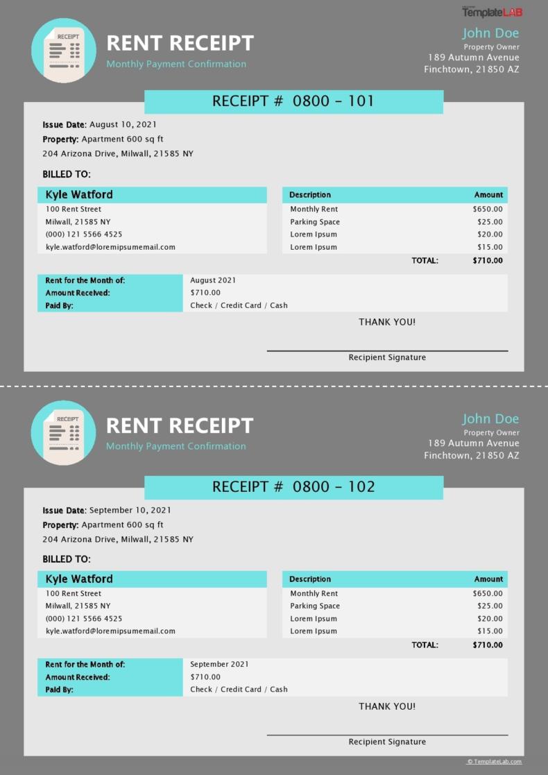49 Printable Rent Receipts (Free Templates) ᐅ TemplateLab