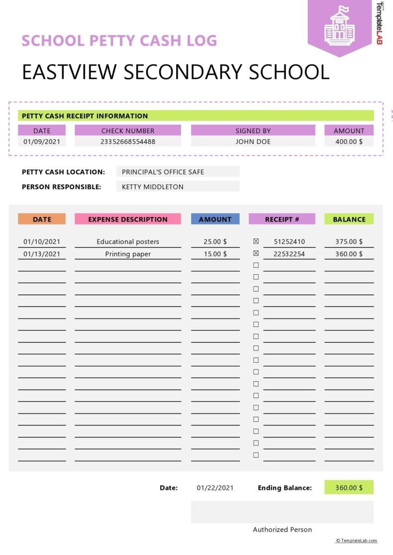 40 Petty Cash Log Templates & Forms [Excel, PDF, Word] ᐅ TemplateLab