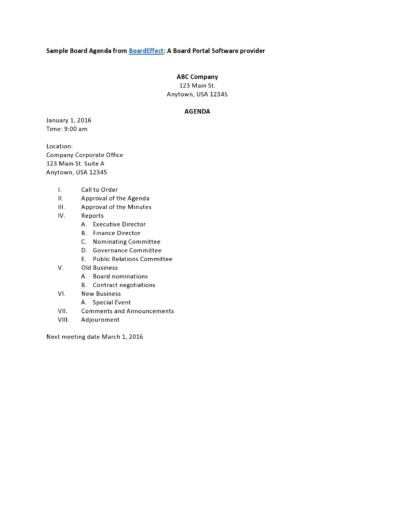 40 Board Meeting Agenda Templates (100% FREE) ᐅ TemplateLab