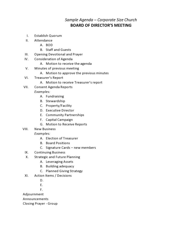 40 Board Meeting Agenda Templates (100% FREE) ᐅ TemplateLab