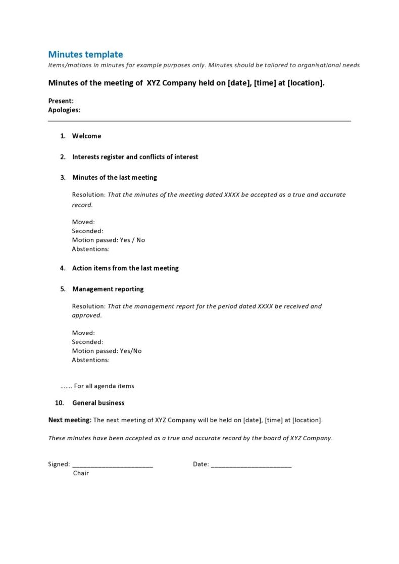 40 Board Meeting Agenda Templates (100% FREE) ᐅ TemplateLab