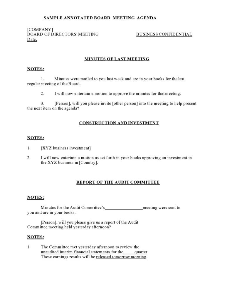 40 Board Meeting Agenda Templates (100% FREE) ᐅ TemplateLab