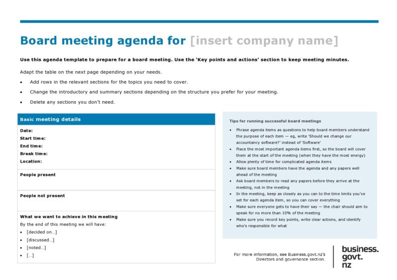 40 Board Meeting Agenda Templates (100% FREE) ᐅ TemplateLab