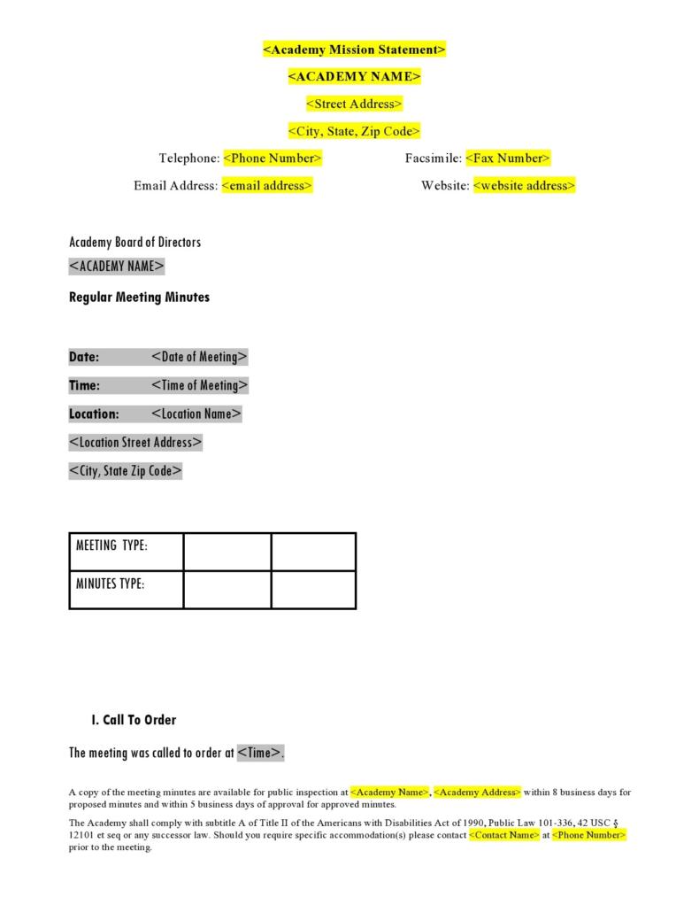 40 Board Meeting Agenda Templates (100% FREE) ᐅ TemplateLab