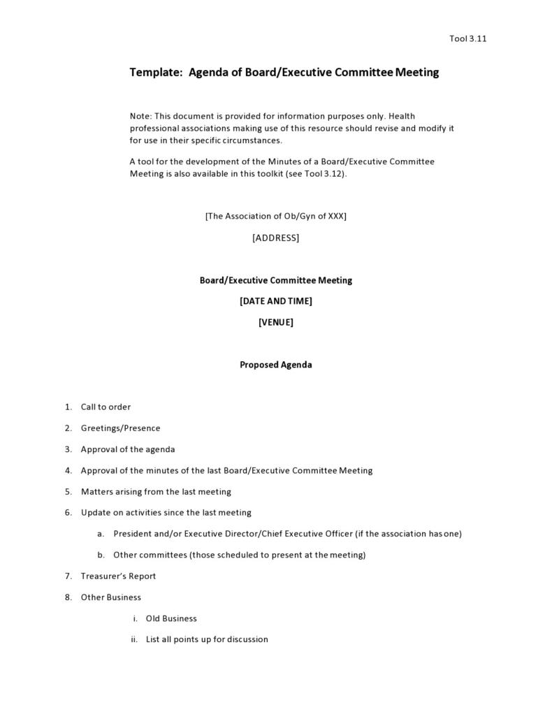 40 Board Meeting Agenda Templates (100% FREE) ᐅ TemplateLab