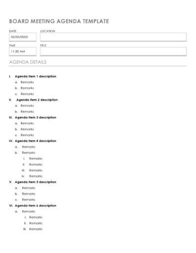 40 Board Meeting Agenda Templates (100% FREE) ᐅ TemplateLab