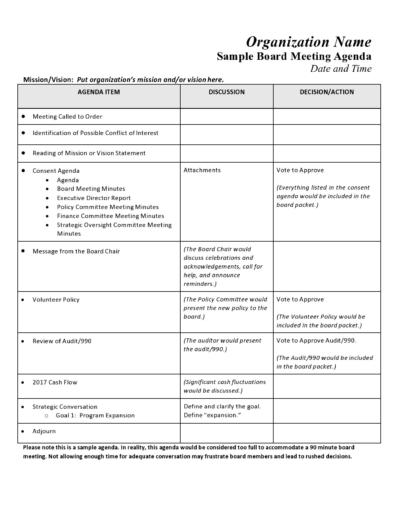 40 Board Meeting Agenda Templates (100% FREE) ᐅ TemplateLab