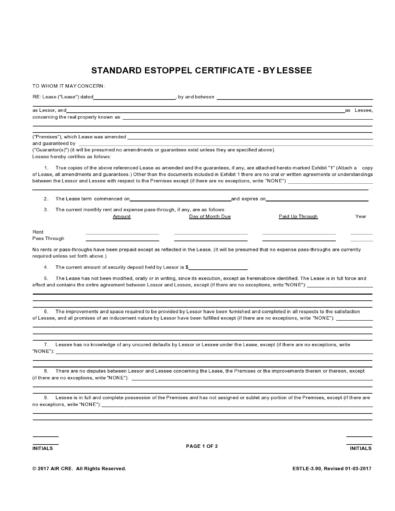 41 Real Estoppel Certificate Forms (& Samples) ᐅ TemplateLab