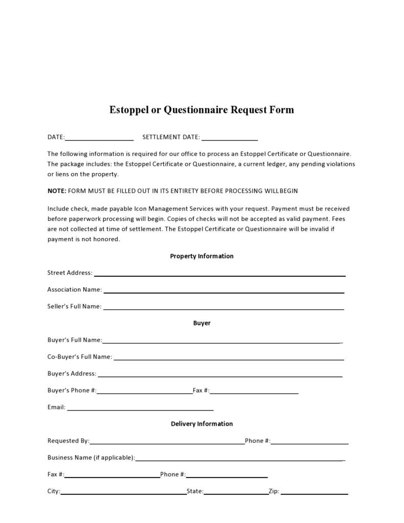 41 Real Estoppel Certificate Forms (& Samples) ᐅ TemplateLab