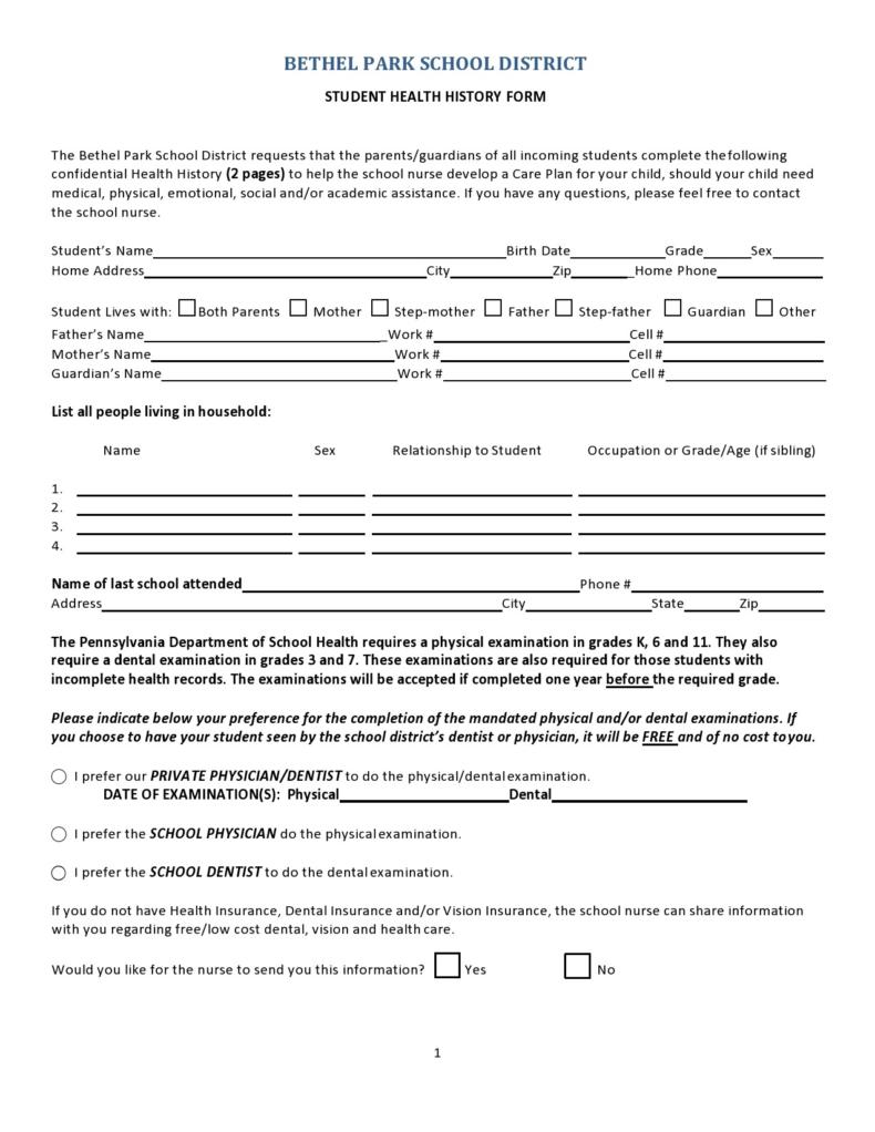 43 Medical Health History Forms [PDF, Word] ᐅ TemplateLab