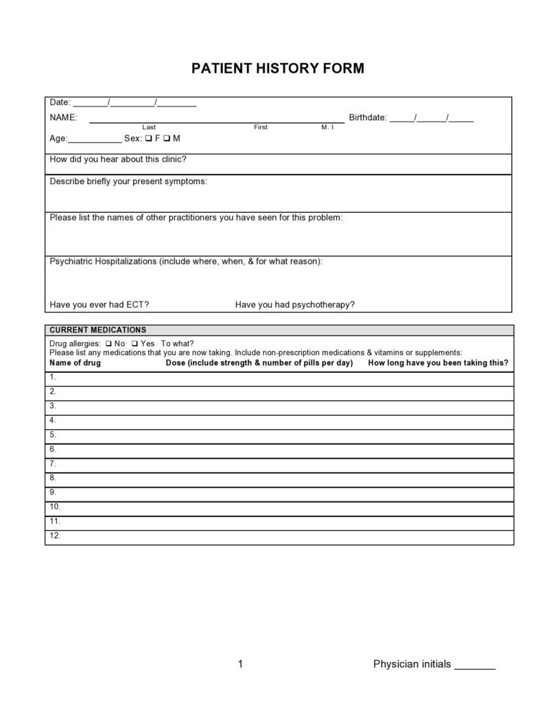 43 Medical Health History Forms [PDF, Word] ᐅ TemplateLab