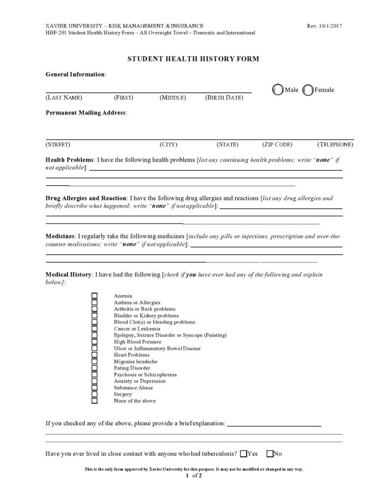 43 Medical Health History Forms [PDF, Word] ᐅ TemplateLab