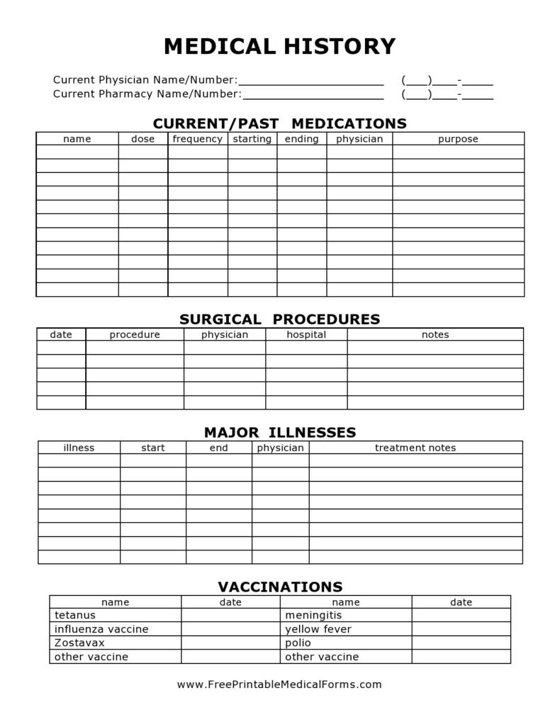 43 Medical Health History Forms [PDF, Word] ᐅ TemplateLab