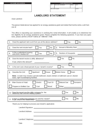 43 Perfect Landlord Statement Forms (& Letters) ᐅ TemplateLab