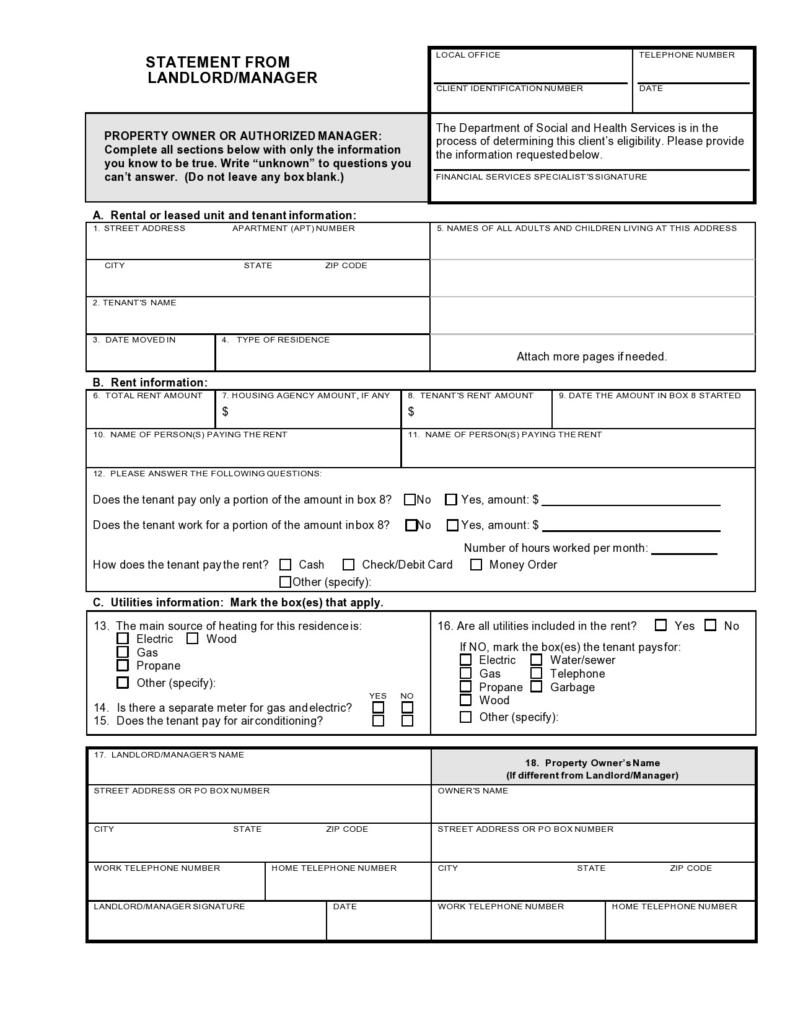43 Perfect Landlord Statement Forms (& Letters) ᐅ TemplateLab