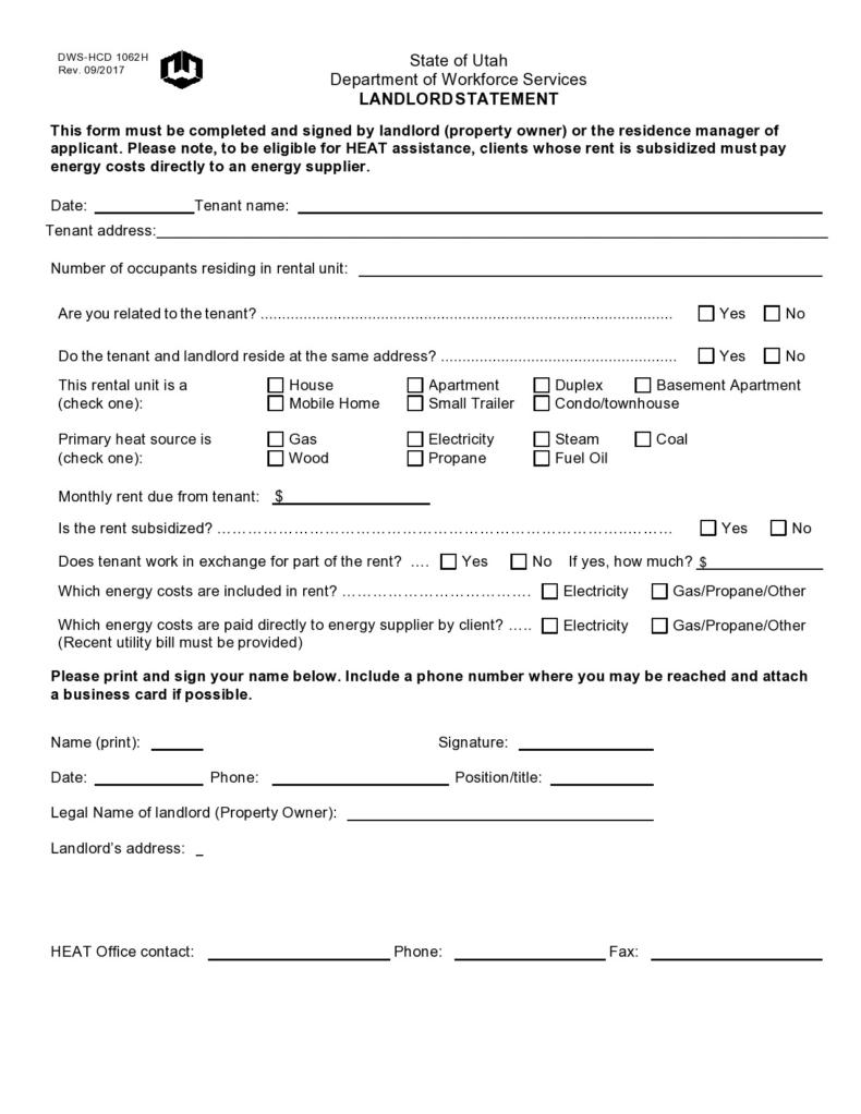 43 Perfect Landlord Statement Forms (& Letters) ᐅ TemplateLab