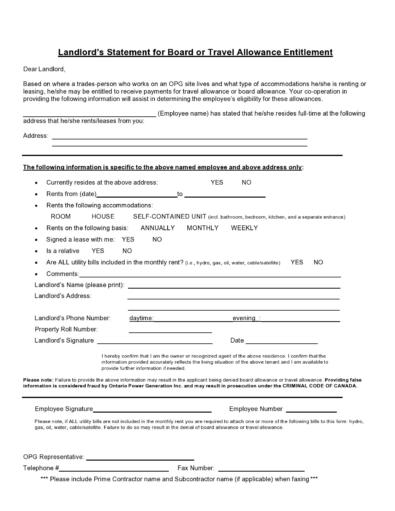 43 Perfect Landlord Statement Forms (& Letters) ᐅ TemplateLab