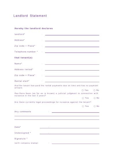43 Perfect Landlord Statement Forms (& Letters) ᐅ TemplateLab