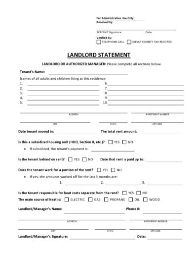 43 Perfect Landlord Statement Forms (& Letters) ᐅ TemplateLab