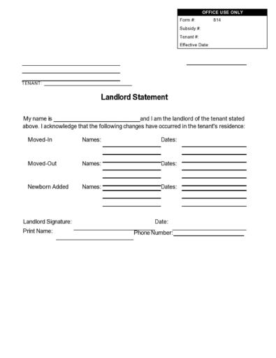 43 Perfect Landlord Statement Forms (& Letters) ᐅ TemplateLab